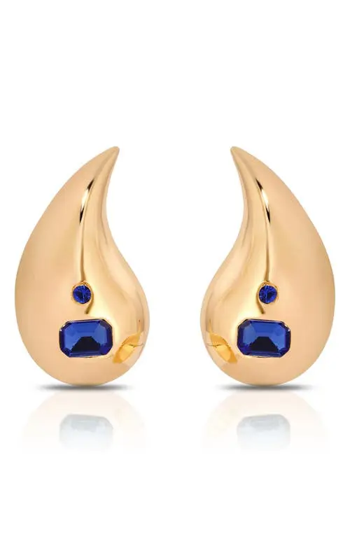 Ettika Teardrop Statement Earrings - Sapphire
