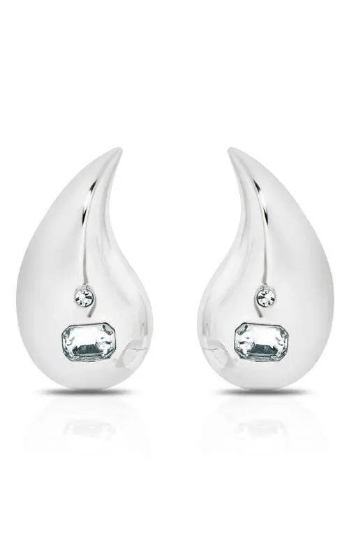 Ettika Teardrop Statement Earrings - Silver