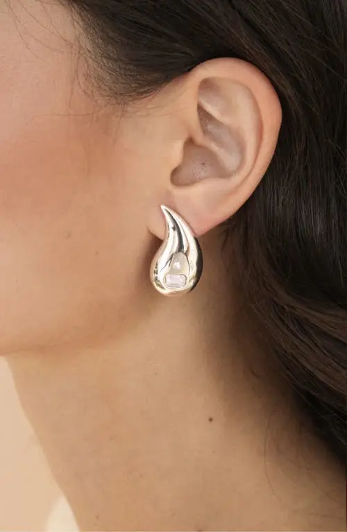 Ettika Teardrop Statement Earrings - Silver