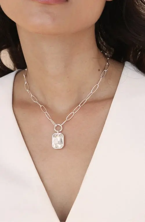 Ettika Deco Crystal Pendant Necklace - Silver
