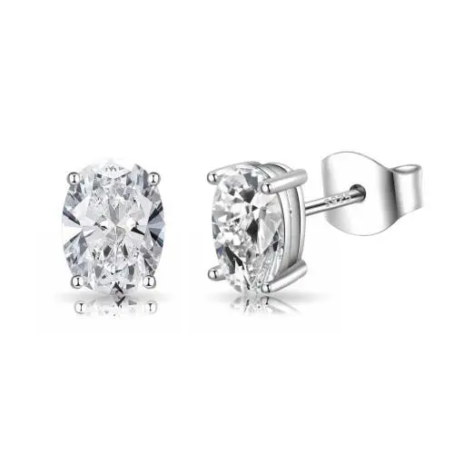 DONATELLO GIAN Name' Sterling Oval Stud Earrings - Silver