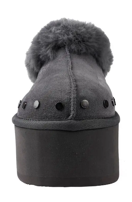CANDIE'S Sabi Faux Fur Platform Clogs - Grey Suede