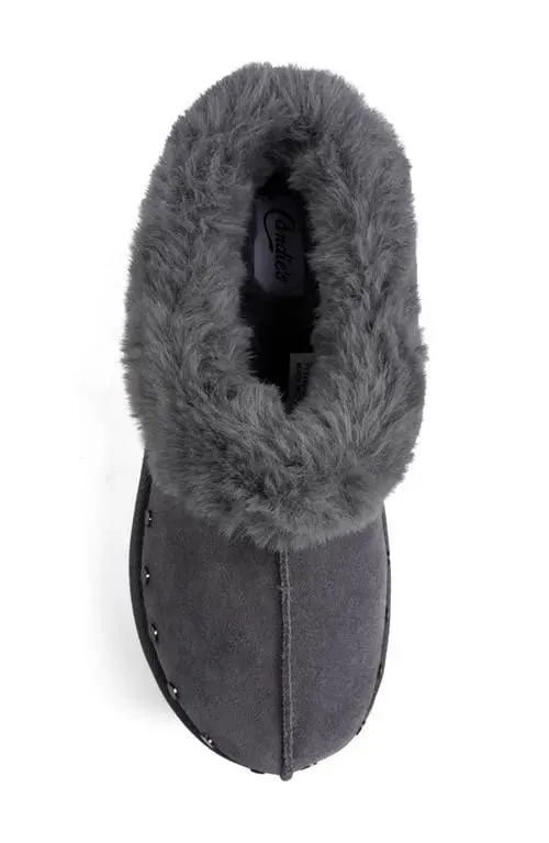 CANDIE'S Sabi Faux Fur Platform Clogs - Grey Suede