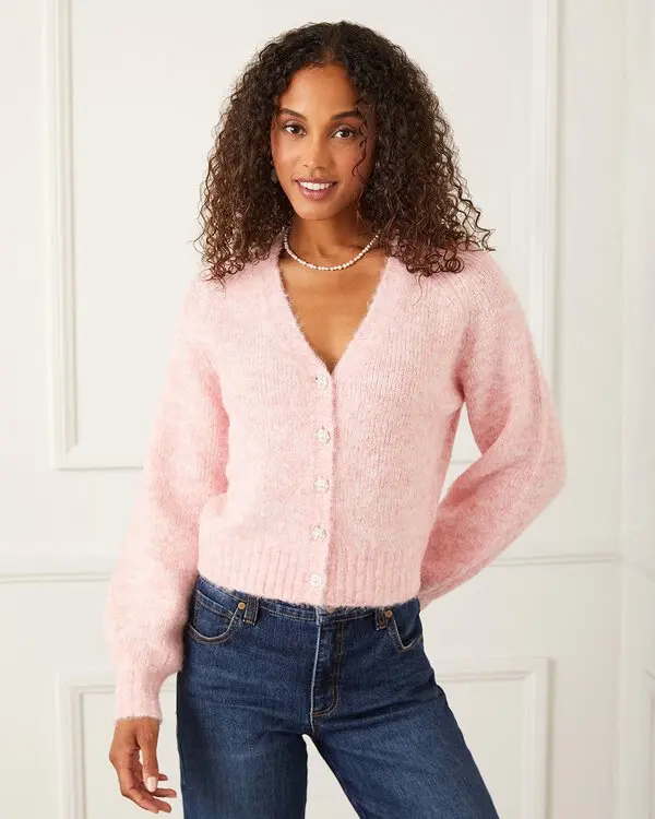 Karen Kane Button Detailed Cardigan - Pink