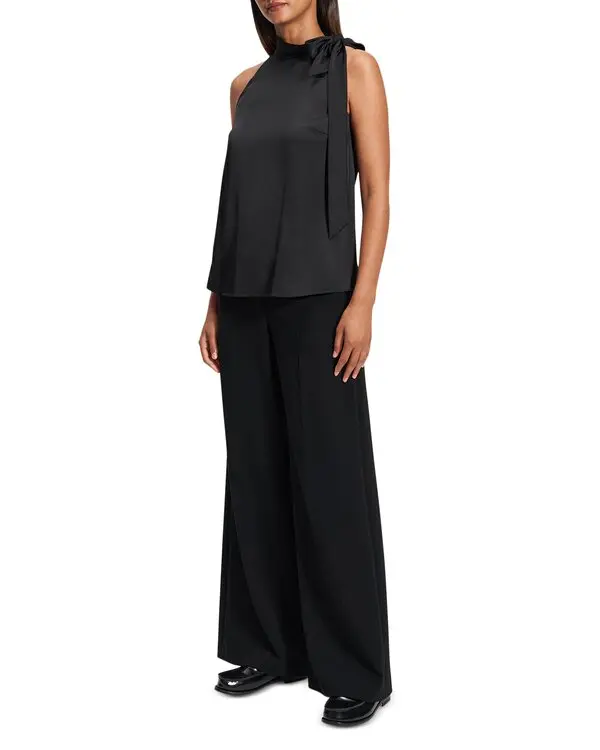Theory Side Tie Halter Neck Top - Black