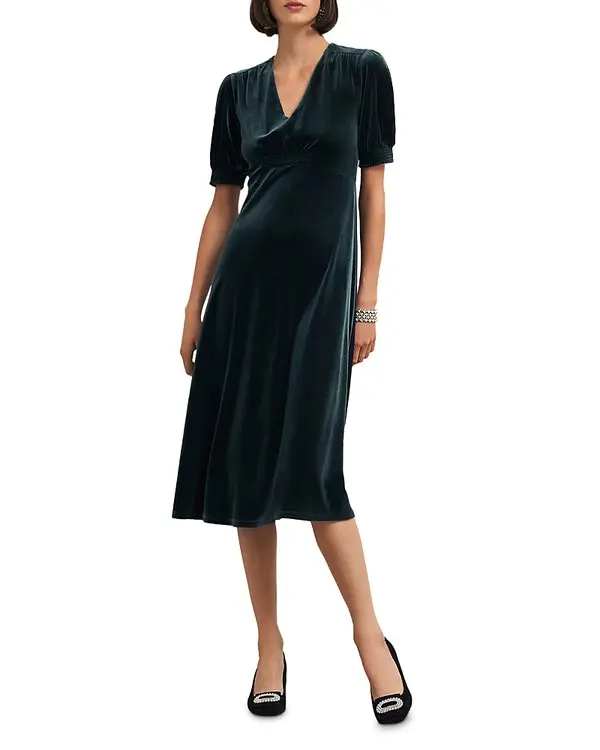 Green Hobbs Velvet Dress Petite Dormer Velvet Dress Hobbs US