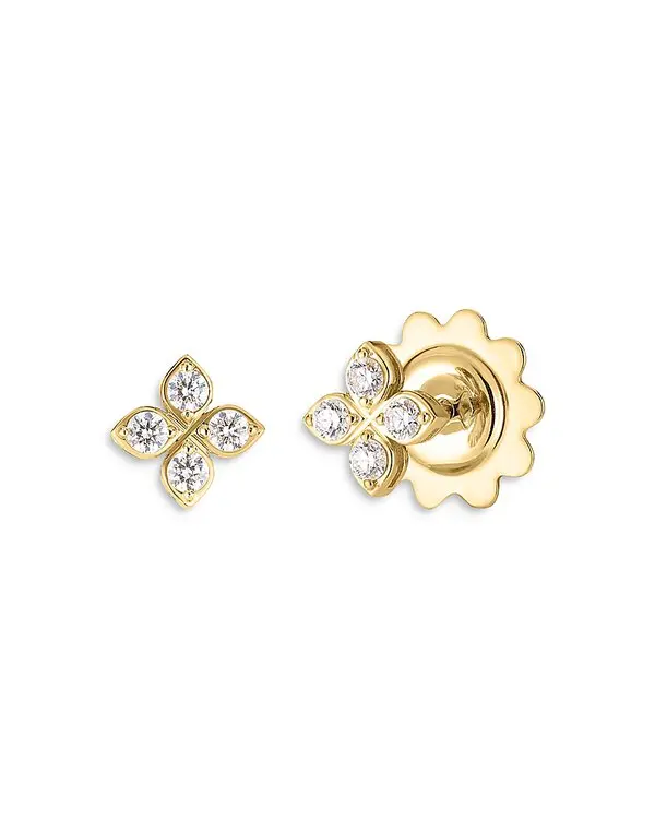Roberto Coin 18k Yellow Diamond Flower Stud Earrings - Gold