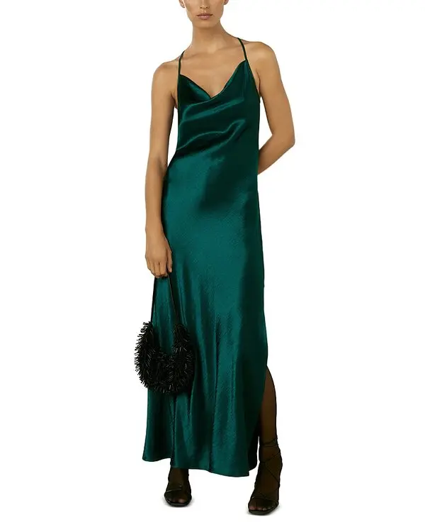 Reiss Metallic Cowl Slip Dress In Teal - 41% Off | Editorialist