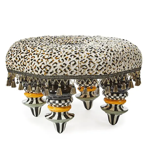 MACKENZIE-CHILDS Ocelot Ottoman - Multi/ocelot