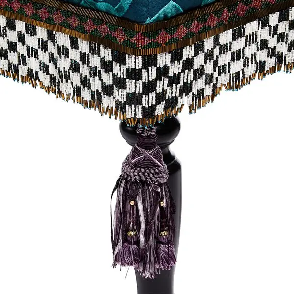 MACKENZIE-CHILDS Moonlight Garden Floral Scuttlebutt Bench