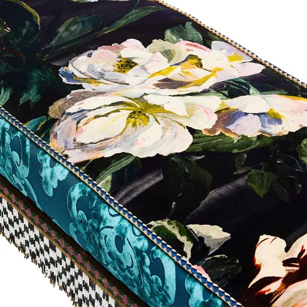 MACKENZIE-CHILDS Moonlight Garden Floral Scuttlebutt Bench