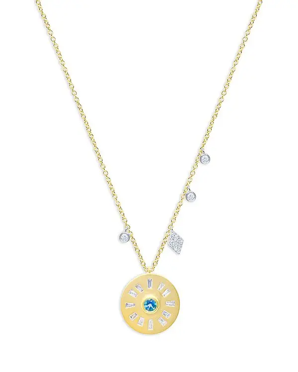 Meira T 14k Yellow Gold Diamond & Blue Topaz Necklace - Blue/gold