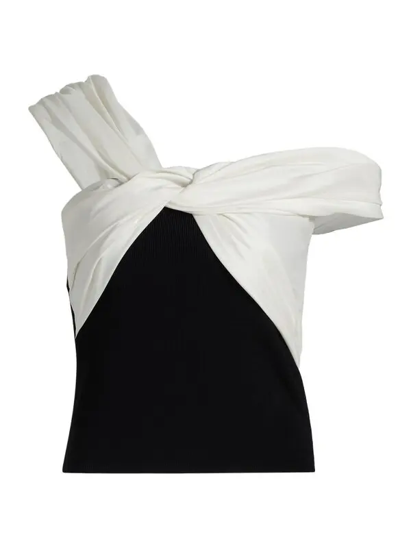 Simkhai Celiana Twist Rib-knit Combo Top - Black Multi