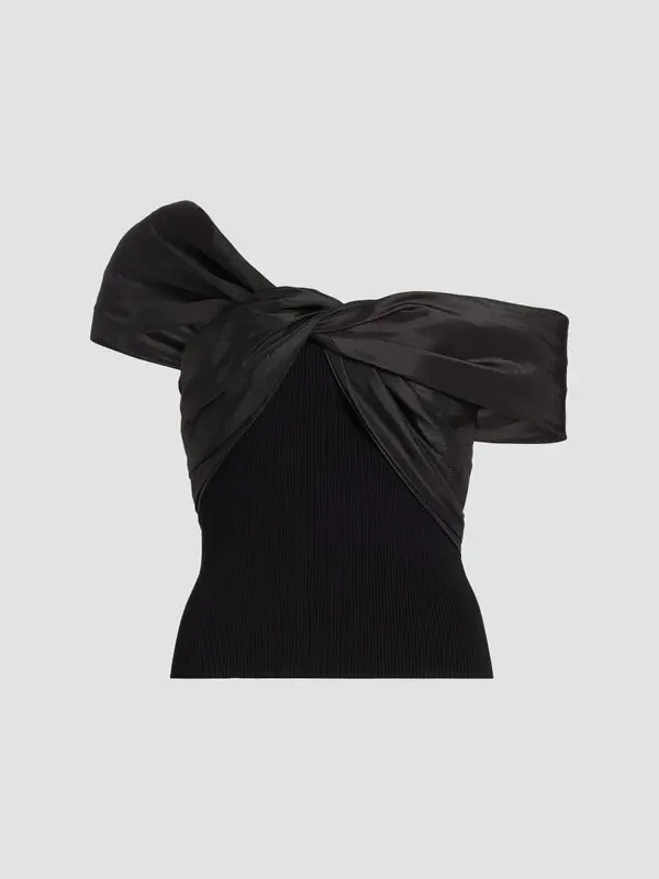 Simkhai Celiana Twist Rib-knit Combo Top - Black