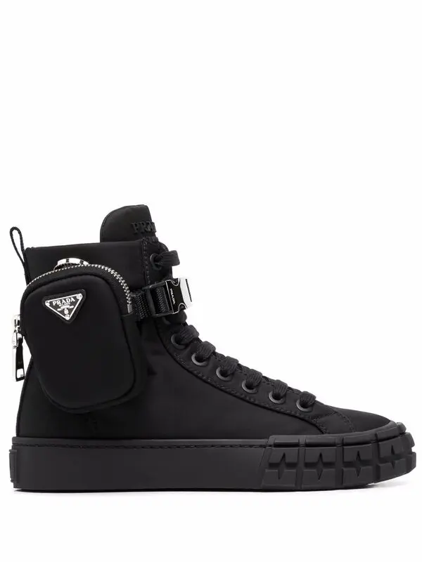 Prada Re-nylon High-top Sneakers With Pouch