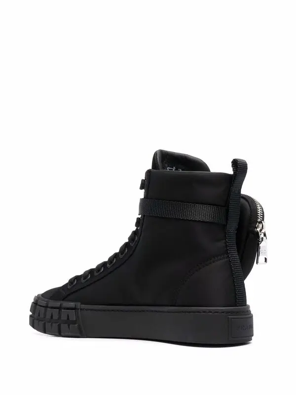 Prada Re-nylon High-top Sneakers With Pouch