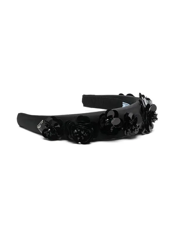 Prada Floral-appliqué Headband - Black