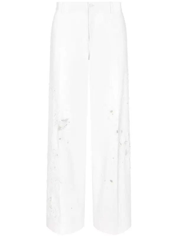 Dolce & Gabbana Floral-lace Cotton Trousers - White