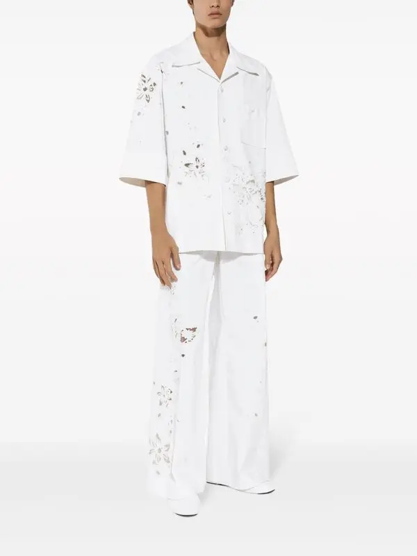 Dolce & Gabbana Floral-lace Cotton Trousers