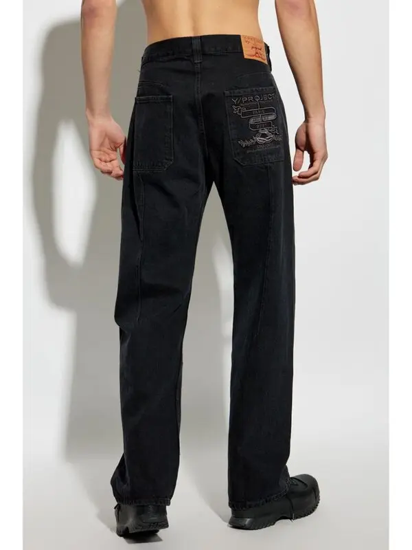 Y/project Evergreen Straight Leg Jeans - Black | Editorialist