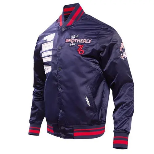 PRO STANDARD Philadelphia 76ers City Edition Satin Jacket - Navy