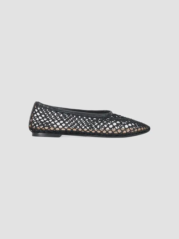 Staud Alba Crocheted Ballet Flats - Black