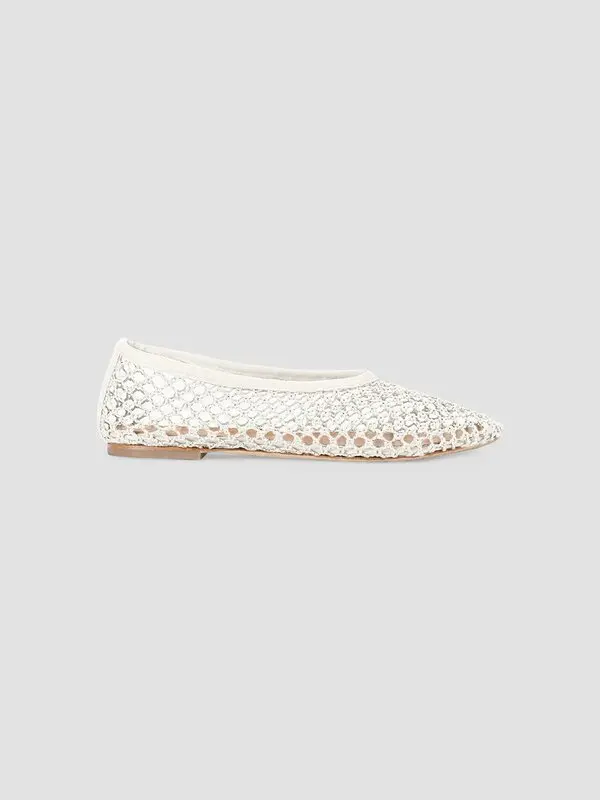 Staud Alba Crocheted Ballet Flats - Paper
