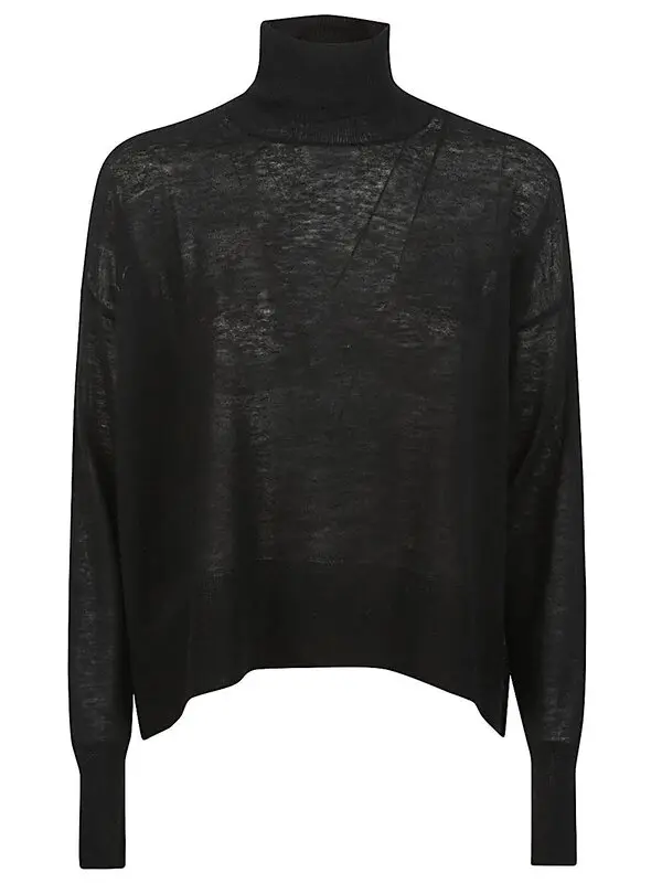CT PLAGE Cashmere High Neck Sweater - Black