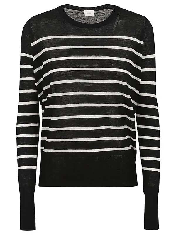 CT PLAGE Wool Striped Sweater - Black