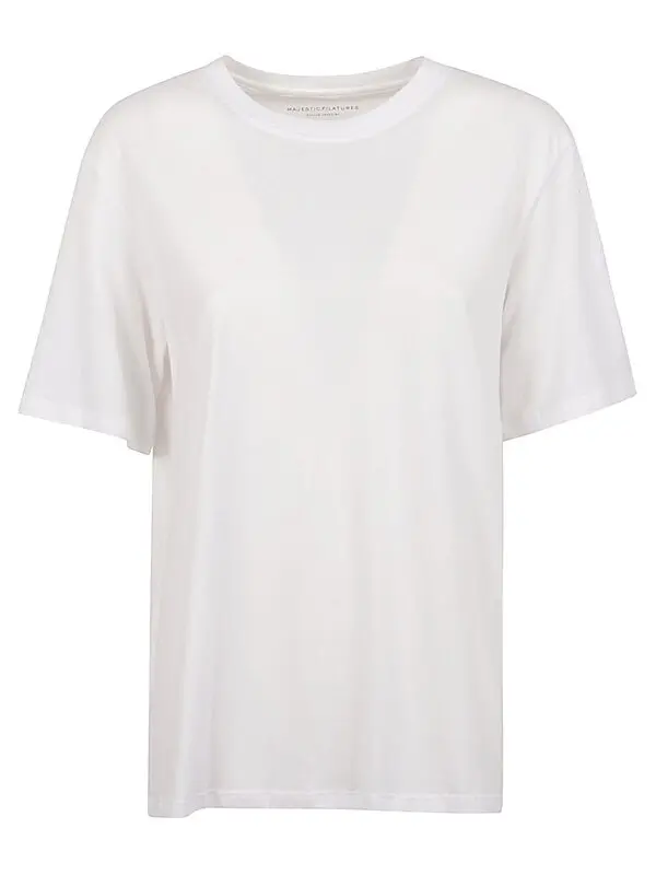 Majestic International Cotton Crewneck Top - White