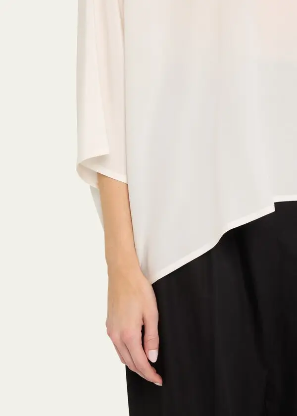 Eskandar Boat Neck Silk Top - White
