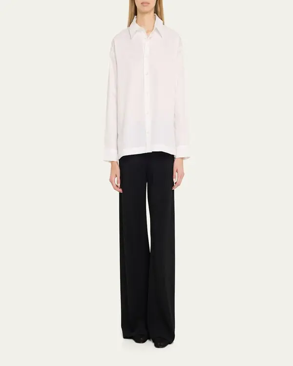 Eskandar Slim Cotton Shirt With Collar