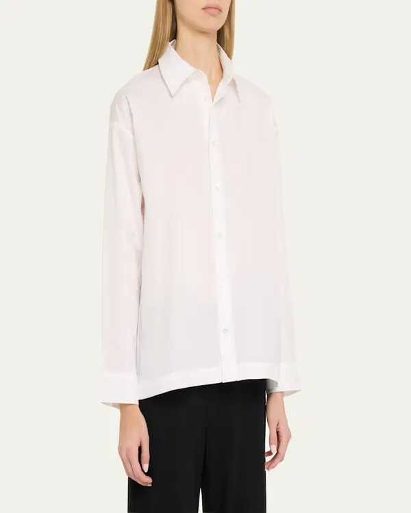 Eskandar Slim Cotton Shirt With Collar