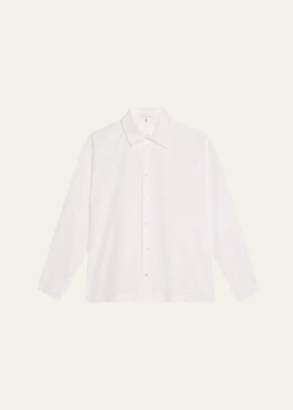 Eskandar Slim Cotton Shirt With Collar