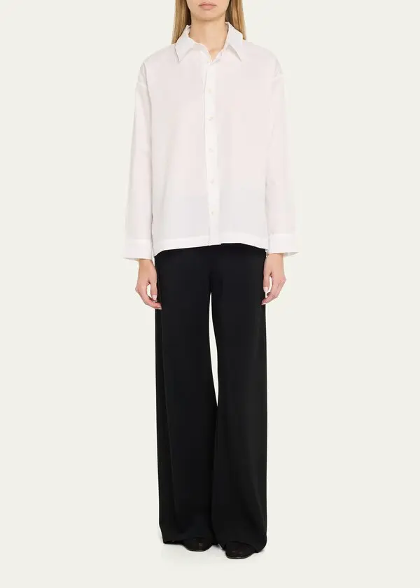 Eskandar Slim Cotton Shirt With Collar