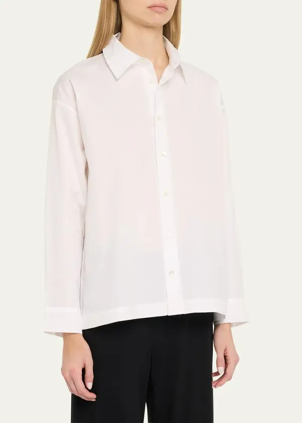 Eskandar Slim Cotton Shirt With Collar