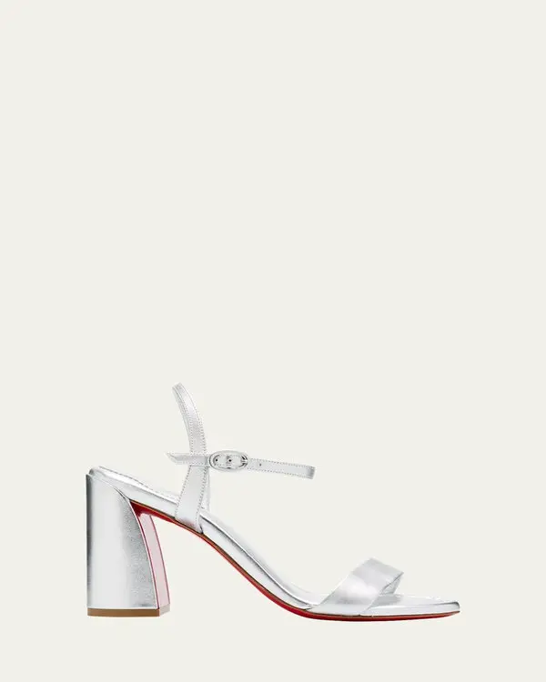 CHRISTIAN LOUBOUTIN 85mm Miss Jane Metallic Ankle-strap Sandals