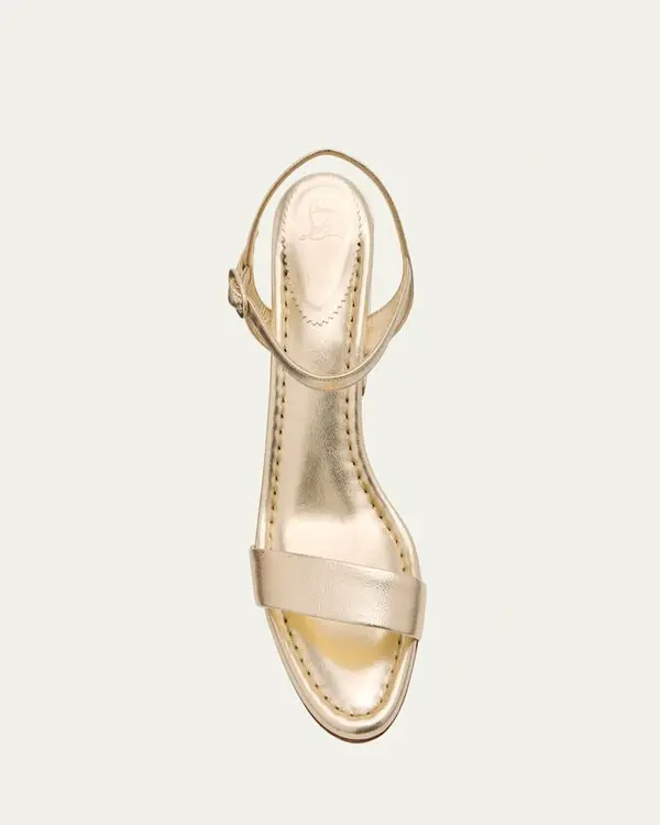 CHRISTIAN LOUBOUTIN 85mm Miss Jane Metallic Ankle-strap Sandals