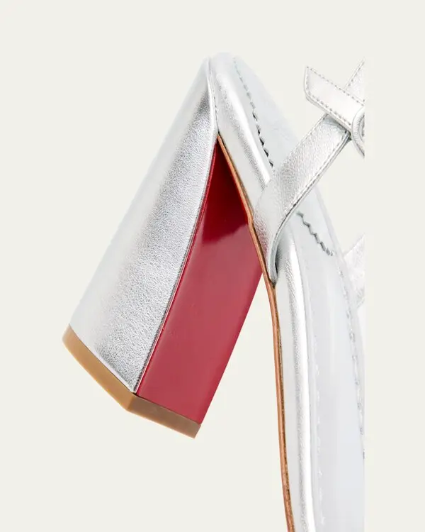 CHRISTIAN LOUBOUTIN 85mm Miss Jane Metallic Ankle-strap Sandals