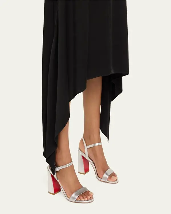CHRISTIAN LOUBOUTIN 85mm Miss Jane Metallic Ankle-strap Sandals