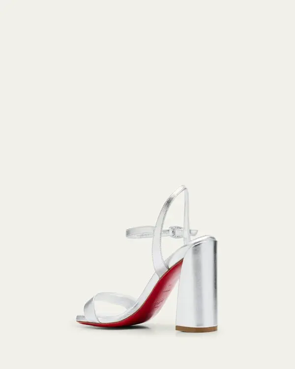 CHRISTIAN LOUBOUTIN 85mm Miss Jane Metallic Ankle-strap Sandals