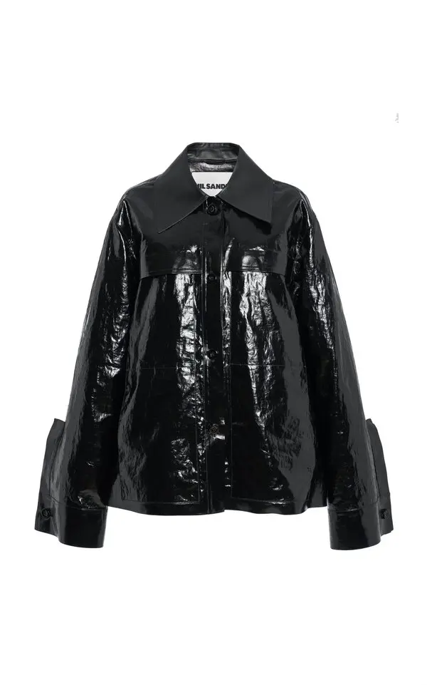 JIL SANDER Coated Linen Jacket - Black