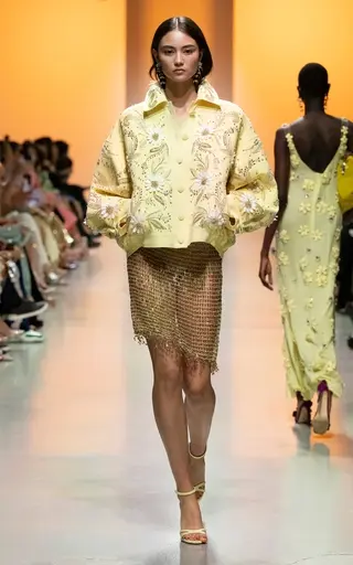 GEORGES HOBEIKA Embellished Crepe Jacket - Yellow