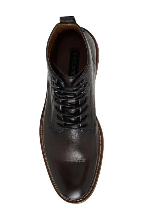 Steve Madden Noby Leather Lace-up Boots - Grey