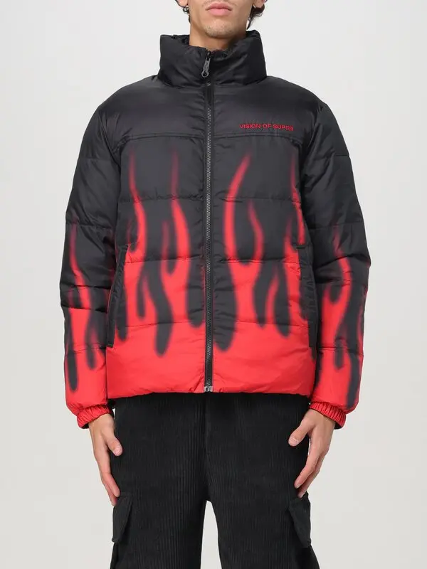 VISION OF SUPER Puffer Jacket With Flame Print