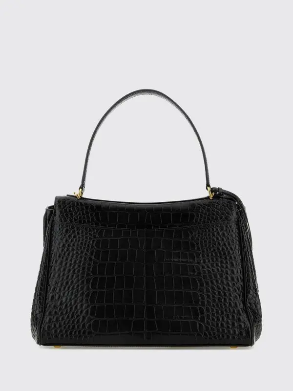 Balenciaga Rodeo Handbag In Croc-embossed Calfskin - Black