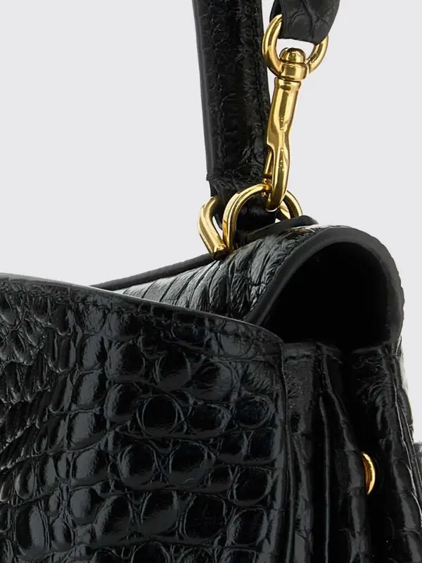 Balenciaga Rodeo Handbag In Croc-embossed Calfskin - Black