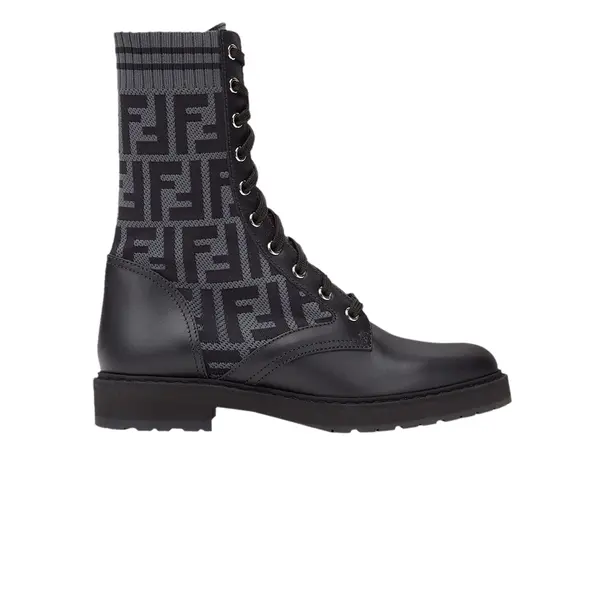 Fendi Ff Rockoko Lace Up Biker Boots