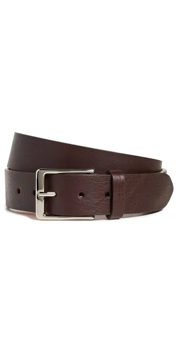 Shinola Lightning Bolt Keeper Leather Belt - Deep Brown
