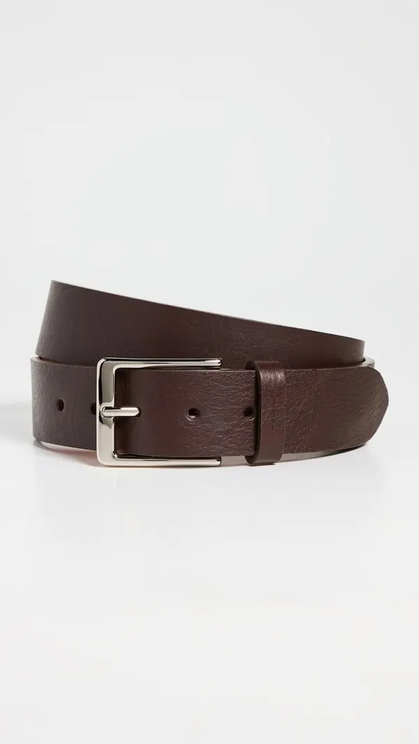 Shinola Lightning Bolt Keeper Leather Belt - Deep Brown